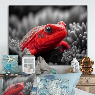Designart "Red Underwater Creature" Animal Fish Canvas Wall Art - Bed ...
