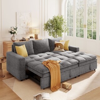 Free Conversion Sectional Sofa Bed with Double-sided Chaise, L-shaped ...