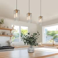 Ottilie Modern Glam Gold 1-Light Cuboid Water Ripple Glass Kitchen ...