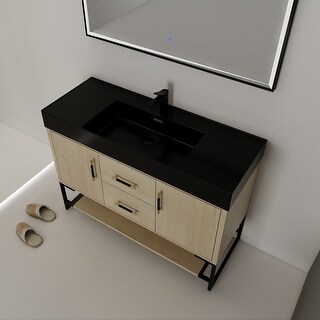 Keazile Freestanding Bathroom Vanity with Resin Sink, Soft Close ...