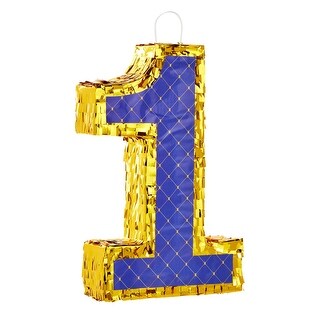 Small Royal Blue and Gold Number 1 Pinata with Pull Strings for 1st ...
