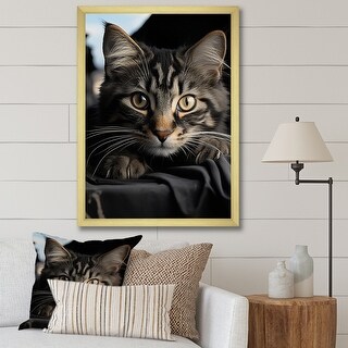 Designart "Cat Portrait IV" Animals Cat Framed Wall Art Living Room ...