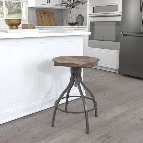 Hillsdale Worland Backless Metal Adjustable Height Swivel Stool - On ...