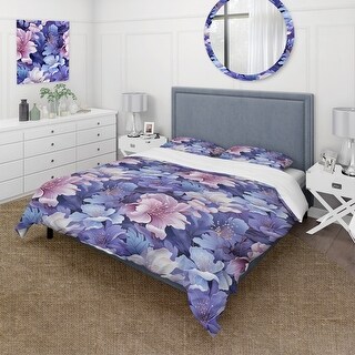 Designart "Tranquil Dreamscape Tropical Pattern I" Floral Bed Cover Set ...