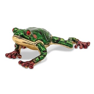 Curata Pewter Bejeweled Crystals Gold-Tone Enameled Frank Red Eyed Frog ...
