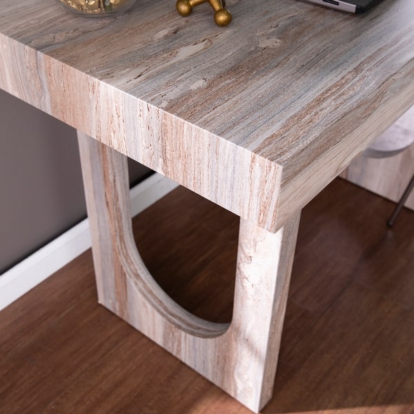 SEI Furniture Chadwick Contemporary Brown Faux Stone Desk - Bed Bath ...