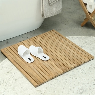 Nordic Style Teak Wood Natural String Mat with Rubber Footing 36″ x 36 ...