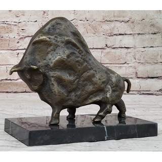 Abstract Pico Bull Bronze Statue Sculpture Figure On Marble Base - Bed ...