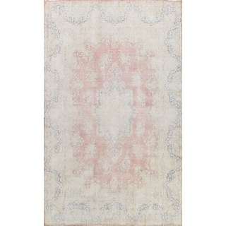 Muted Distressed Floral Kerman Persian Area Rug Wool Hand-knotted - 9 ...