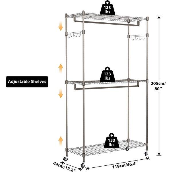 Large Clothes Rack,Heavy Duty Metal Clothing Rack Rolling Garment Rack ...