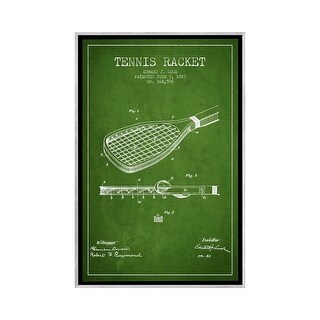 iCanvas "Tennis Racket Green Patent Blueprint" by Aged Pixel Framed ...