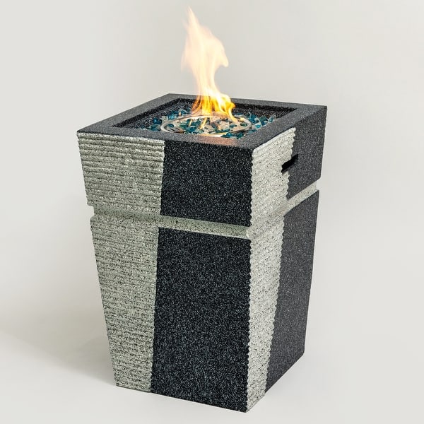 Outdoor Concrete Propane Fire Pit Square Column Patio Matching Color ...