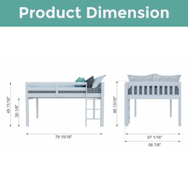 Durability loft bed White loft bunk Solid Wood bed boxes - Bed Bath ...