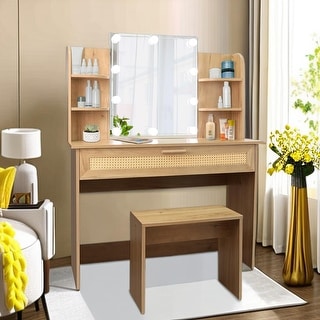 Modern Makeup Vanity Table and Stool Set - Bed Bath & Beyond - 39533699