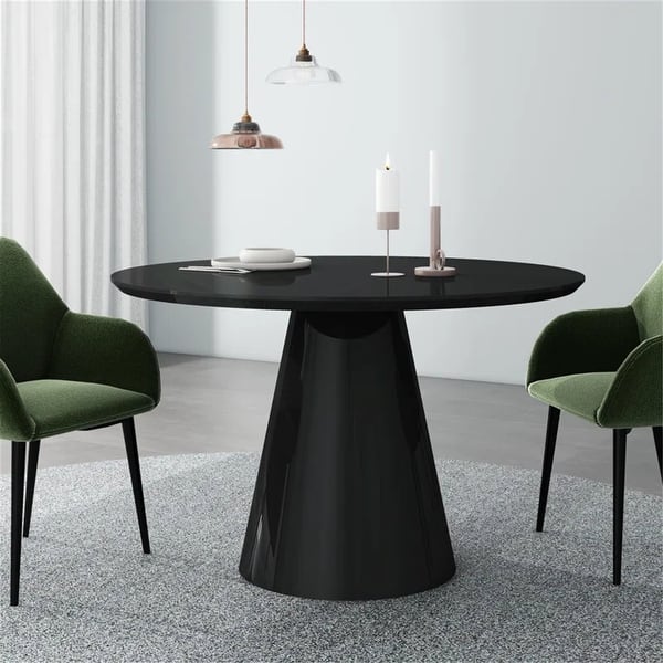 black gloss round dining table