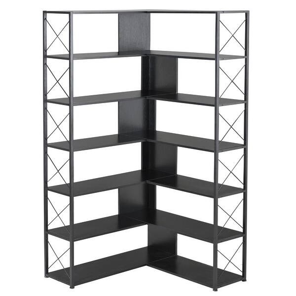 7-Tier L-Shaped Bookshelf with Open Storage - Bed Bath & Beyond - 36048830