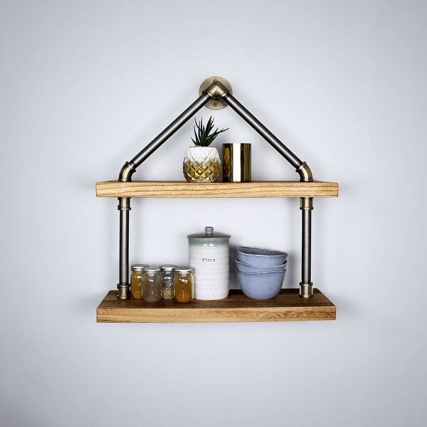 Burlington Modern Industrial Twin-Tier 24-Inch Triangle Wall Shelf ...