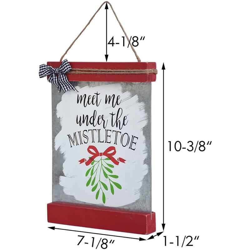 Farmhouse Metal and Wood Christmas Sign,Meet Me - Overstock - 34854373