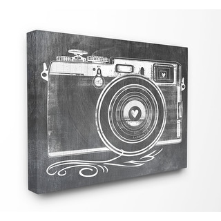 Stupell Black and White Lithograph Look Camera with Heart Lens, 11 x 14 ...