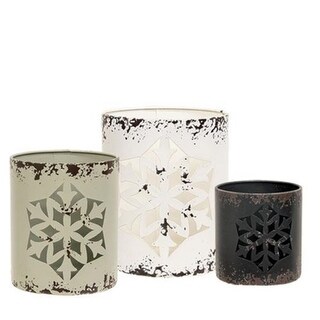 3/Set Distressed Metal Snowflake Buckets - N/A - Bed Bath & Beyond ...