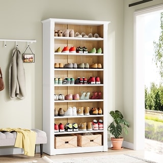8-Tier Wooden Shoe Rack, 70.9" Tall Freestanding Shoe Storage Cabinet ...