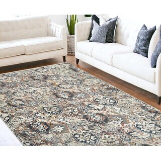 8feet x 10feet Rust Oriental Distressed Area Rug With Fringe - 8' x 10 ...