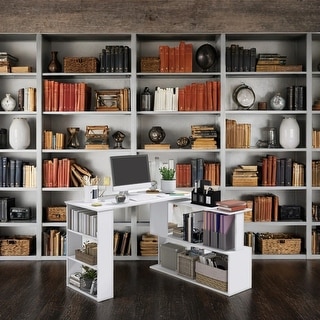 L-Shaped Rotating Corner Desk with Storage Shelves - Bed Bath & Beyond ...