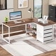 59 inch L Shaped Computer Desk with Storage Drawers for Home Office ...