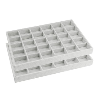 Set of 2 Stackable Velvet Jewelry Organizer Trays with Removable ...