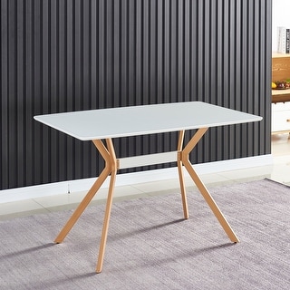 Modern Minimalist Style Dining Table MDF Top Metal Shelf Metal Heat ...