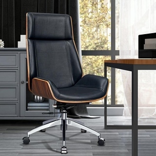 Genuine Leather U-Shaped Comfort Wrap Office Chair with 4-Point Support ...