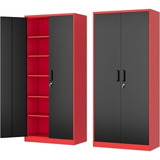72 Inch Tall Steel Storage Cabinet with Lockable Doors and Adjustable ...