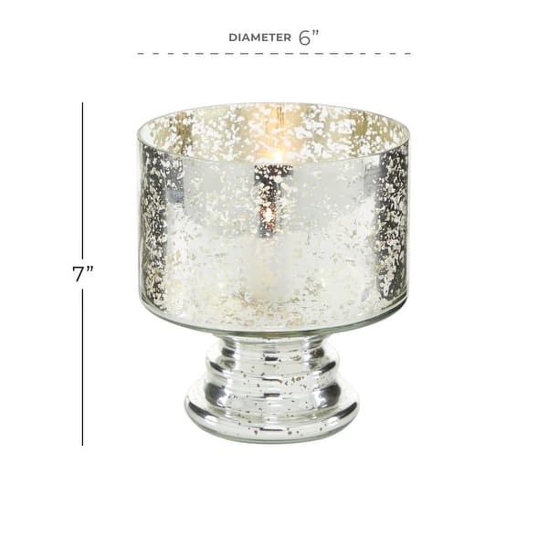 Silver Glass Handmade Turned Style Pillar Hurricane Lamp with Faux ...