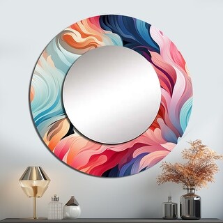 Designart "Pink And Blue Electric Swirls Infuse" Abstract Wall Mounted ...