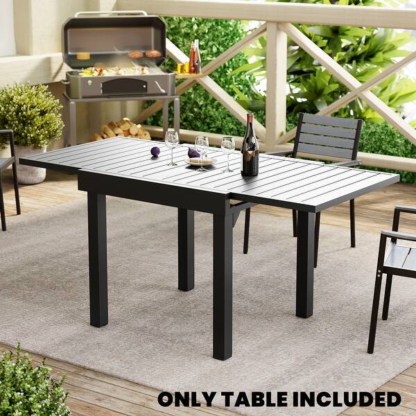 Outdoor Expandable Aluminum Dining Table with Leaf Extension - 28.74 ...