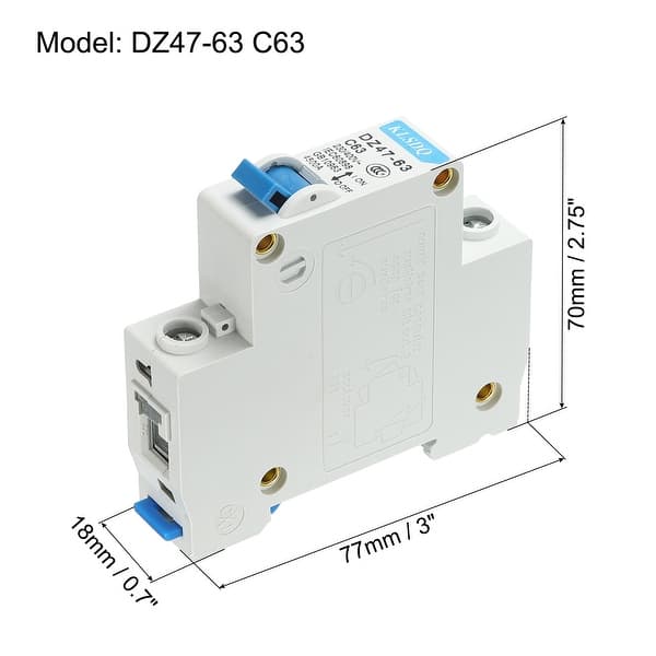 Miniature Circuit Breaker Low Voltage AC 63A 230/400V 1 Pole DZ47-63 ...