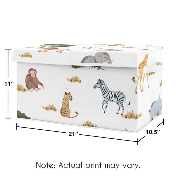Jungle Animals Kids Fabric Toy Bin Storage Hunter Green Grey Black and ...