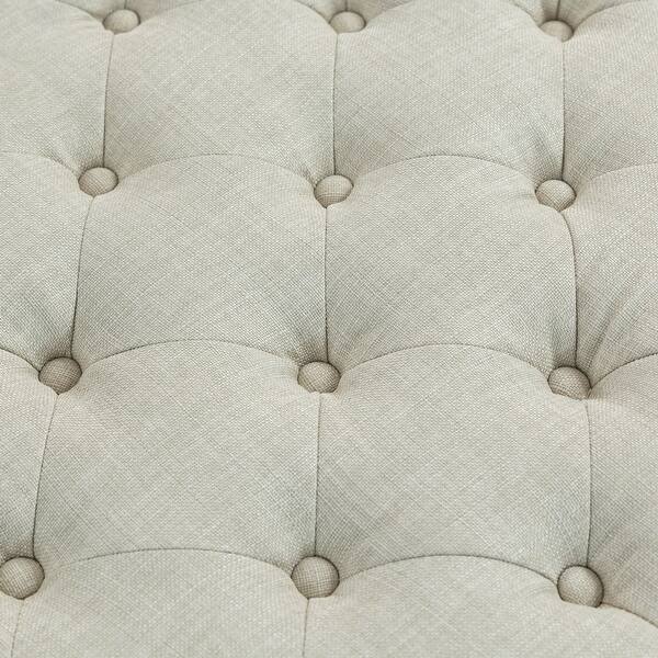 Beatrice 34-in Pleated Tufted Linen Cocktail Ottoman Caster Wheels ...