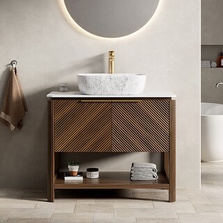 36" Bathroom Vanity&Sink, Freestanding Storage Cabinet with 2 Diagonal ...