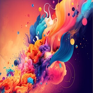 Designart "Vibrant Color Explosion I" Modern Framed Canvas Art Print ...
