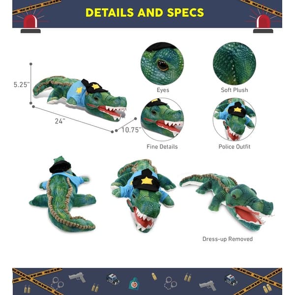 DolliBu Green Alligator Police Officer Plush with Cop Uniform and Cap ...