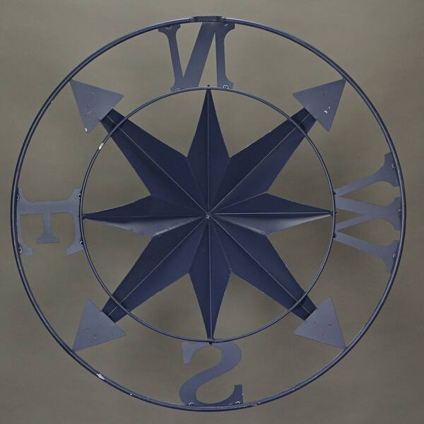 Zeckos 24 Inch Blue Metal Nautical Compass Rose Wall Hanging - Bed Bath ...