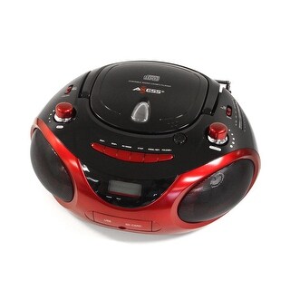 Axess Red Portable Boombox MP3/CD Player with Text Display,with AM/FM ...