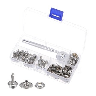 20 Sets Screw Snap Fasteners Kit 15mm Metal Snaps with Tool, Silver ...