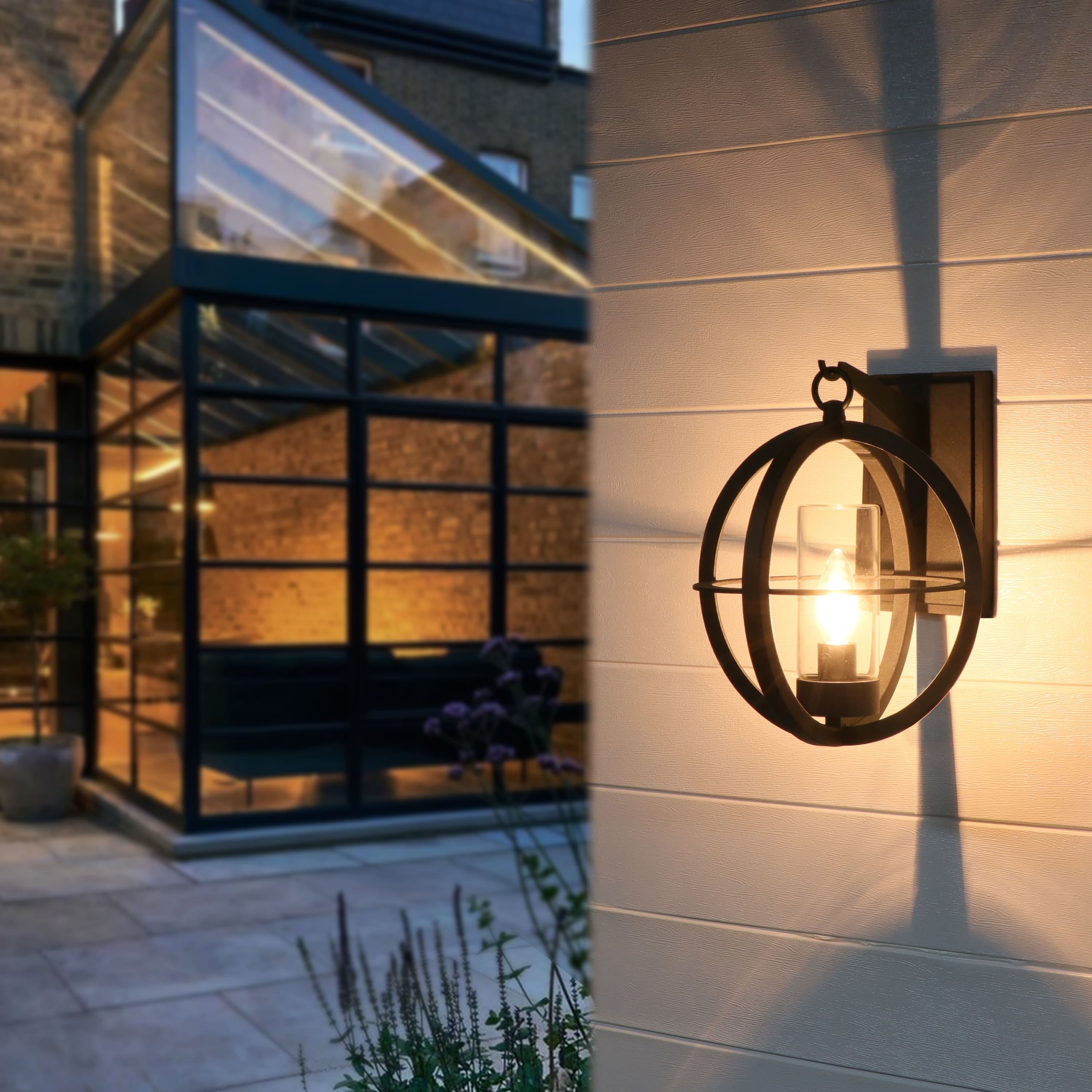C Cattleya 1-Light Matte Black Global Cage Outdoor Wall Light Sconce ...