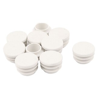 10 Pcs White Plastic 22mm Dia Round Tubing Tube Insert Caps Covers - 0. ...