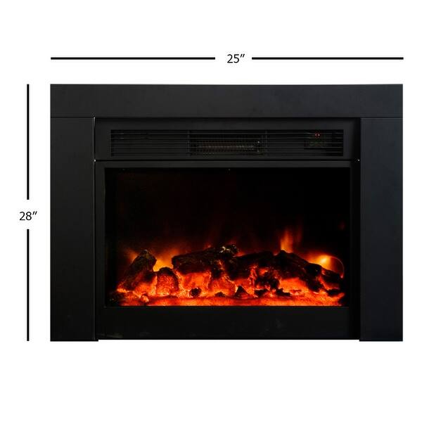 Black Electric Faux Log Fireplace Insert - Overstock - 34605302