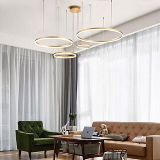 Acrylic LED Pendant Chandelier Ring Lighting Fixture Hanging Lamp - 31 ...