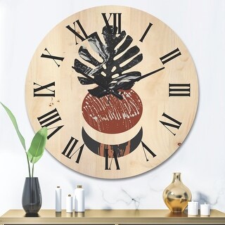 Designart 'Abstact Minimal Sun, Moon & Tropical Palm Leaf II' Modern ...