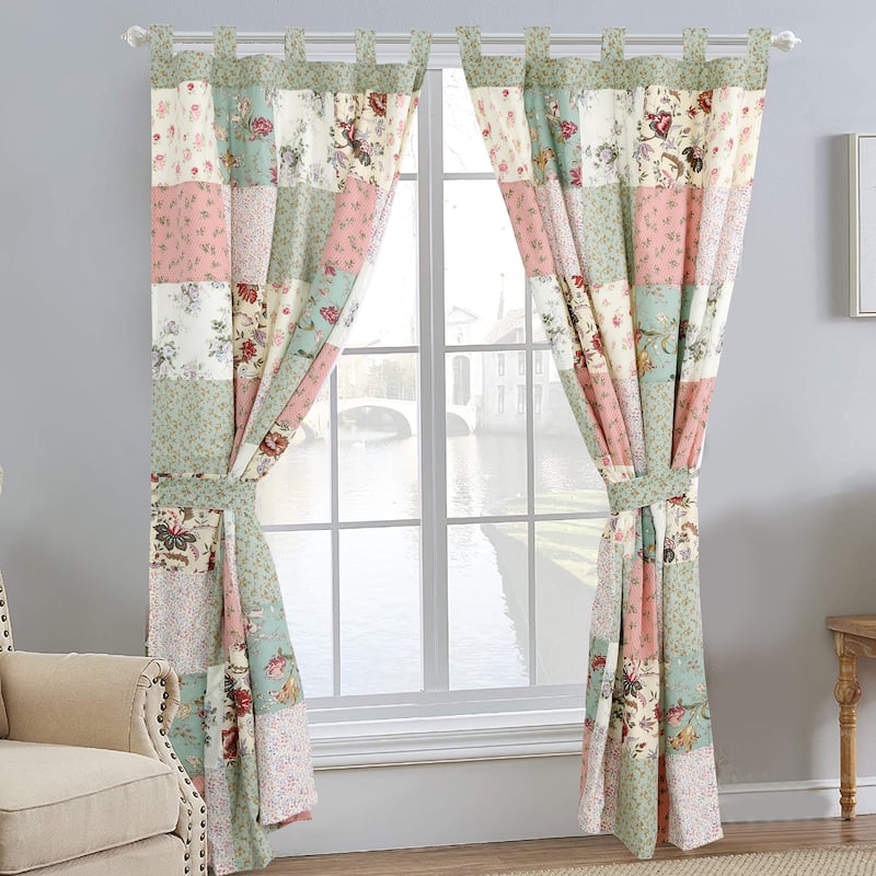 Floral Vine Country Cottage Flower Garden Patchwork Window Curtain ...
